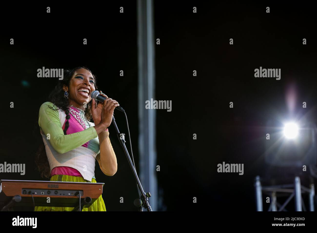 American experimental pop musician, Chrystia "Tia" Cabral, performs at ...