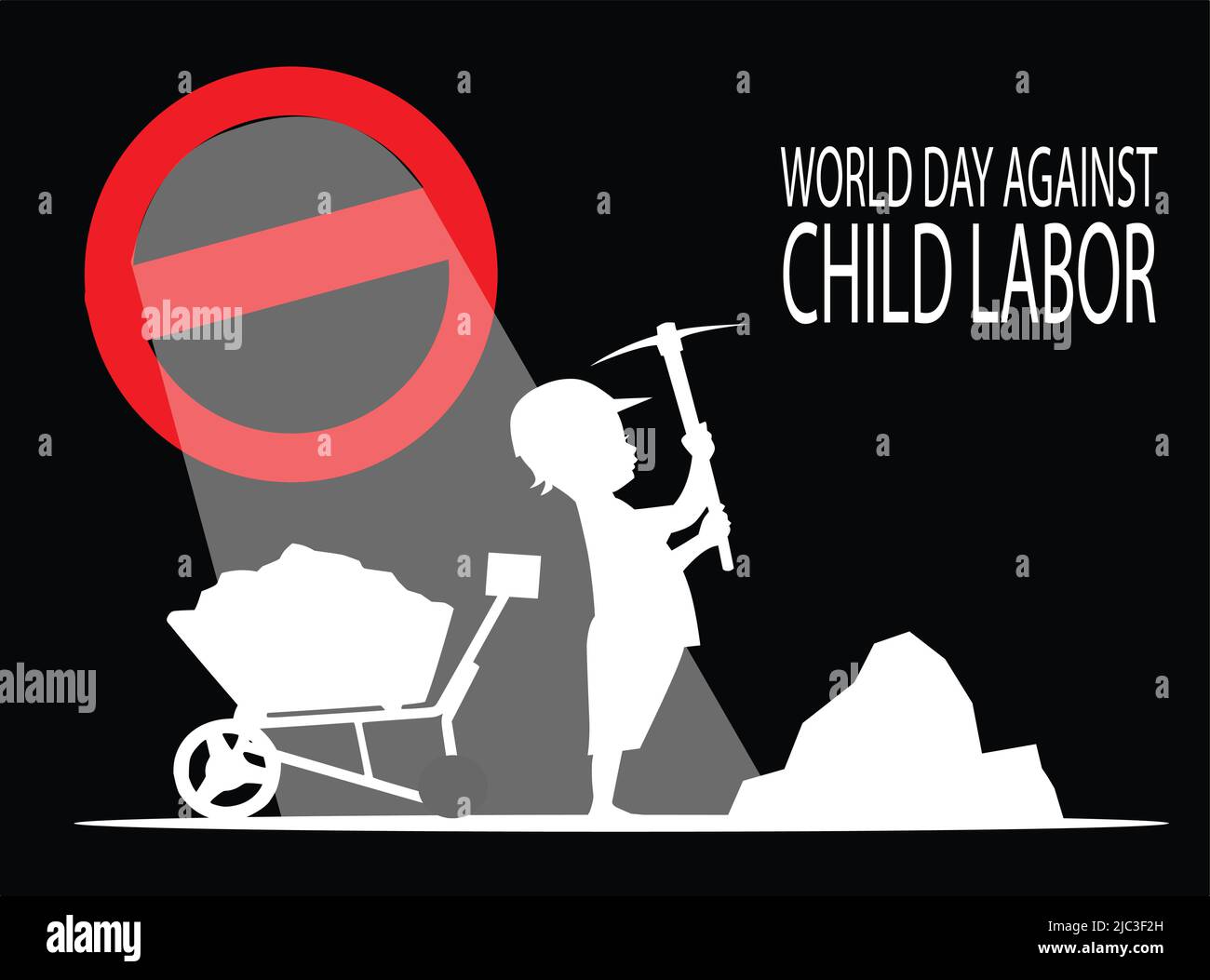 World day against Child Labor. The kid working with the hammer ...