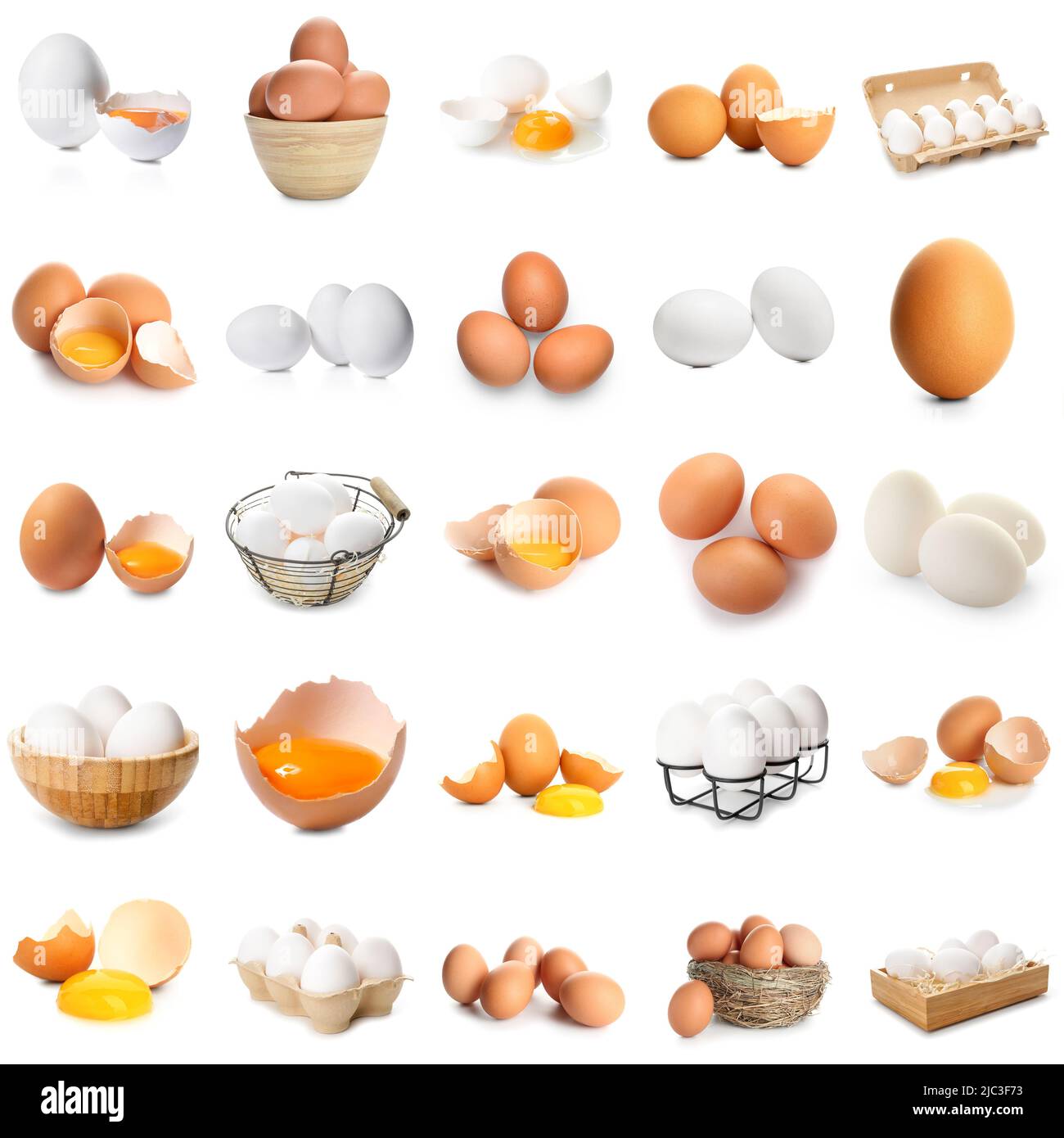 Set of many chicken eggs isolated on white Stock Photo - Alamy