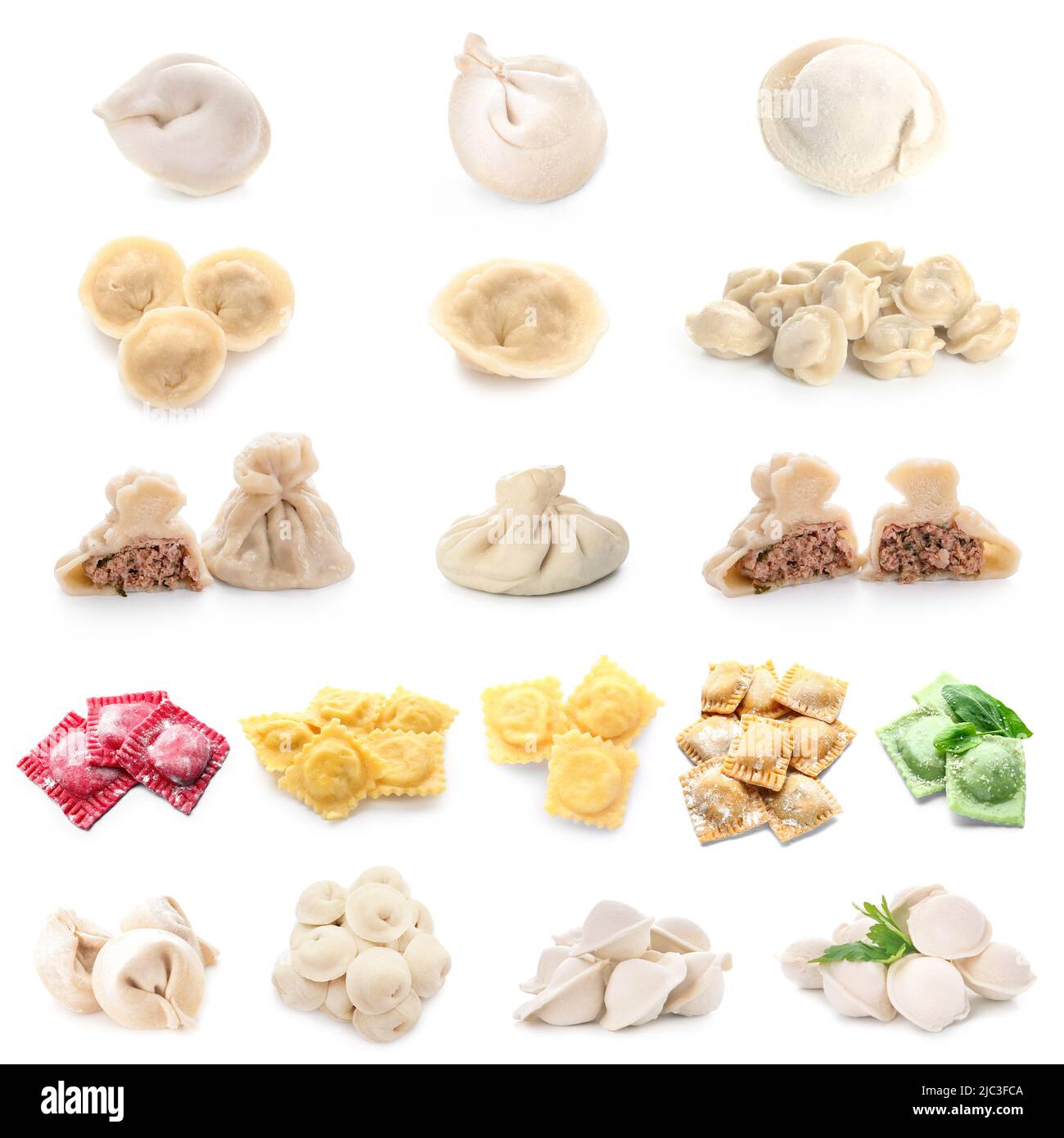 Set of different traditional dumplings on white background Stock Photo ...
