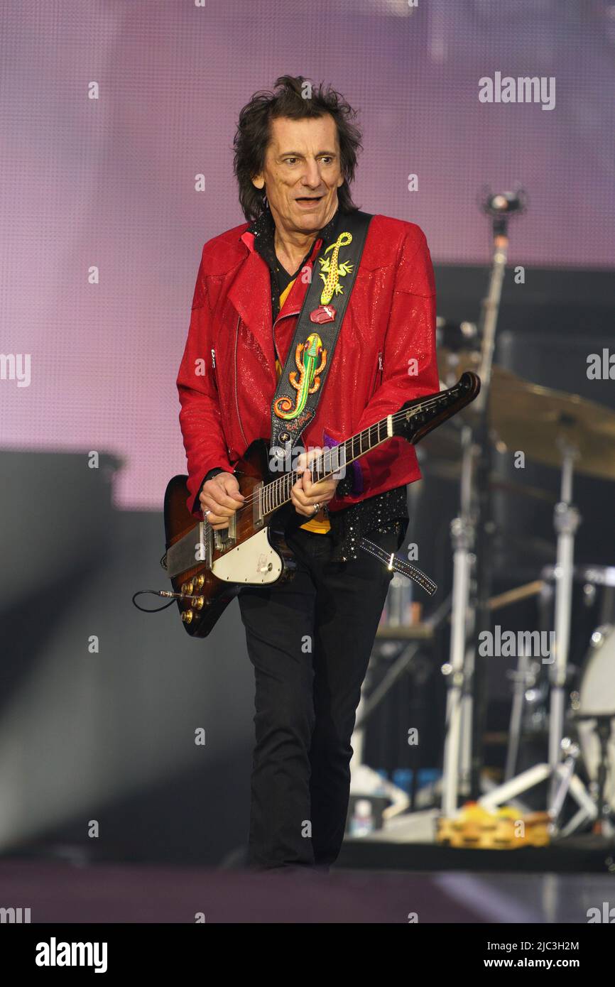 Ronnie Wood during The Rolling Stones performing on stage during the ...