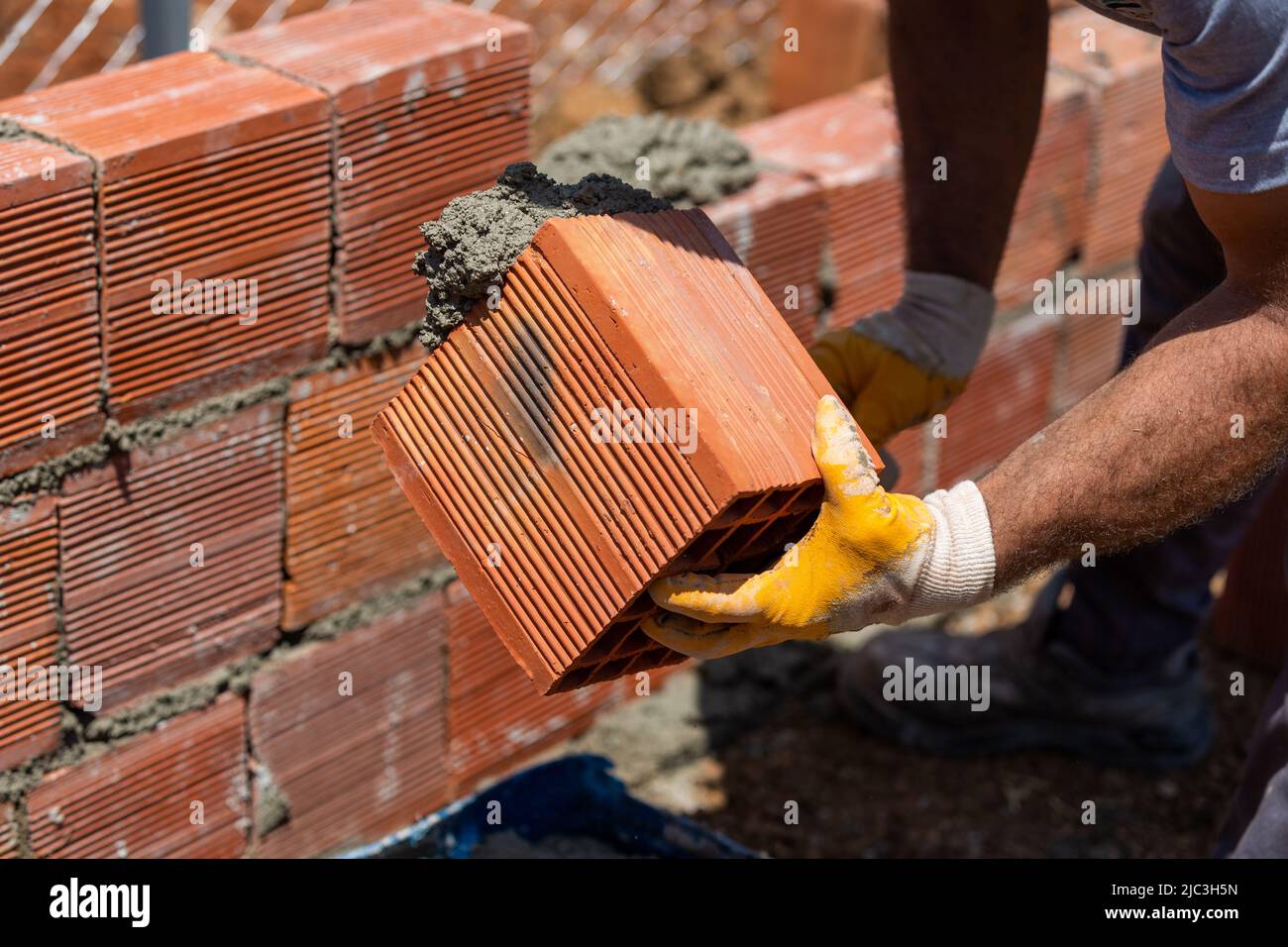 Masters who make concrete mortar and masonry in construction in Turkey ...
