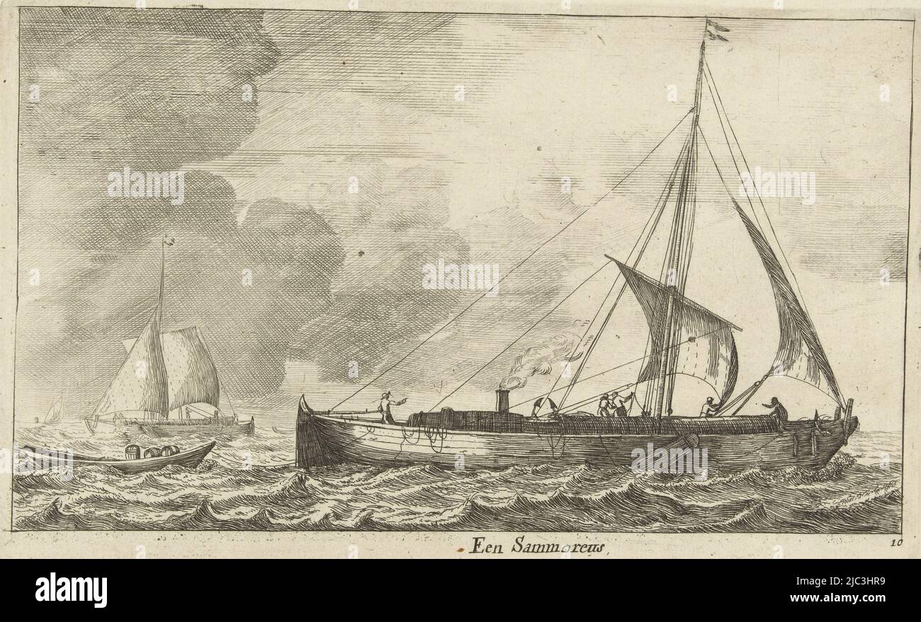 Copy in mirror image. A Samoreus, a row barge built in the Cologne area ...