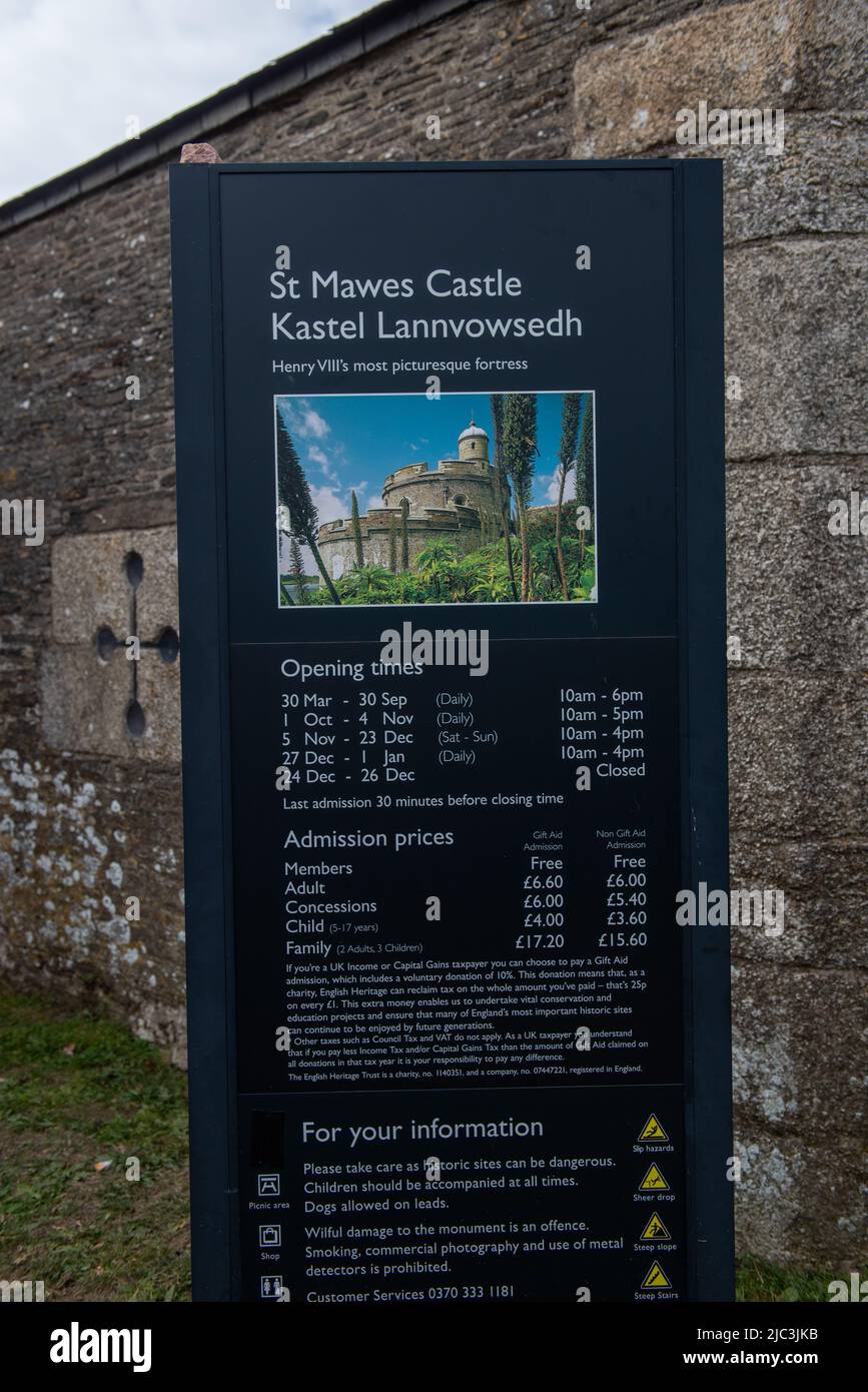 St Mawes Castle, Cornwall sign Stock Photo - Alamy