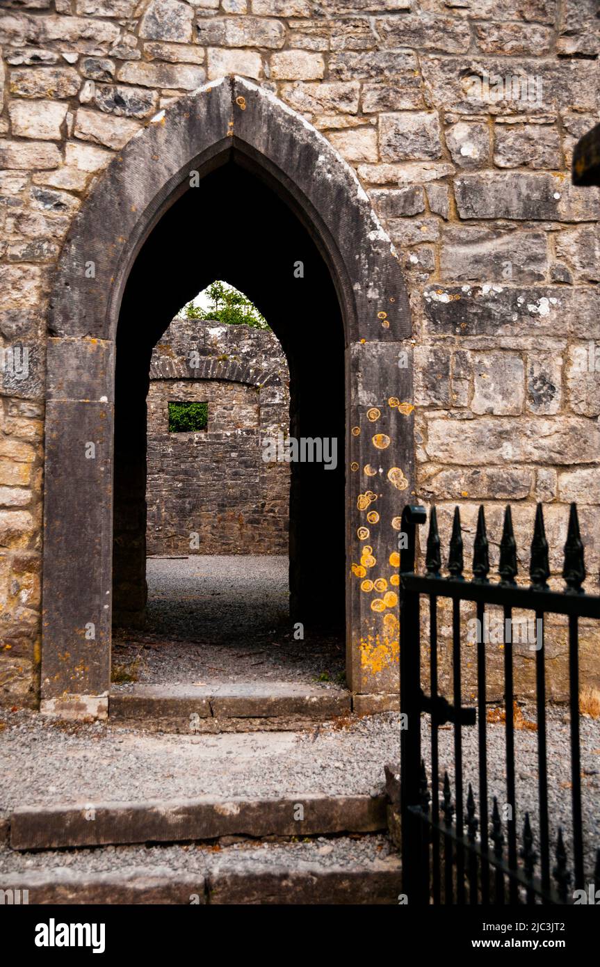 Early Gothic pointed arch at Cong Abbey in Cong, Ireland Stock Photo ...