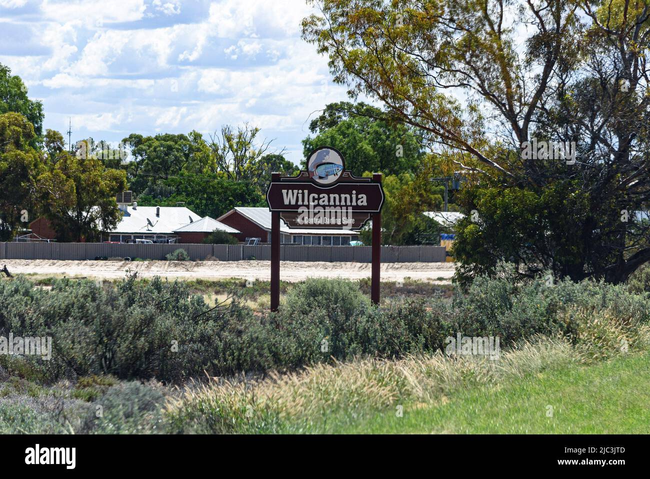The welcome sign on the eastern approach to Wilcannia, New South Wales ...