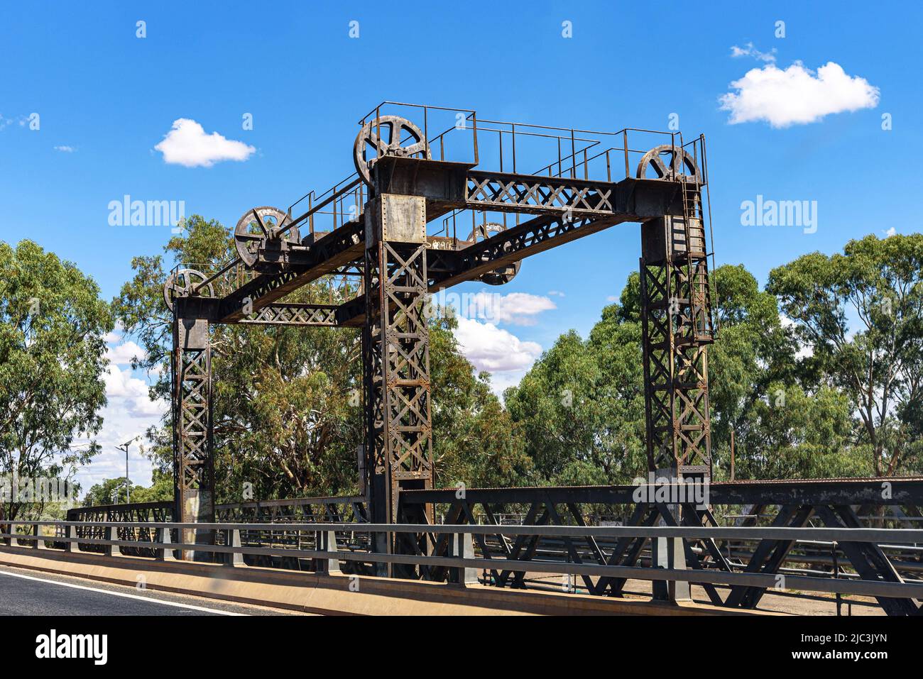 The Wilcannia centre lift bridge in New South Wales Stock Photo - Alamy