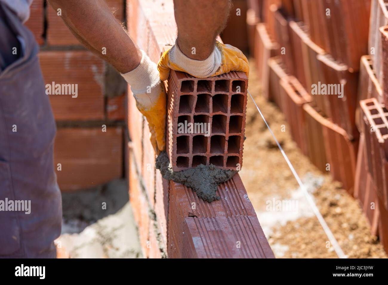 Masters who make concrete mortar and masonry in construction in Turkey ...