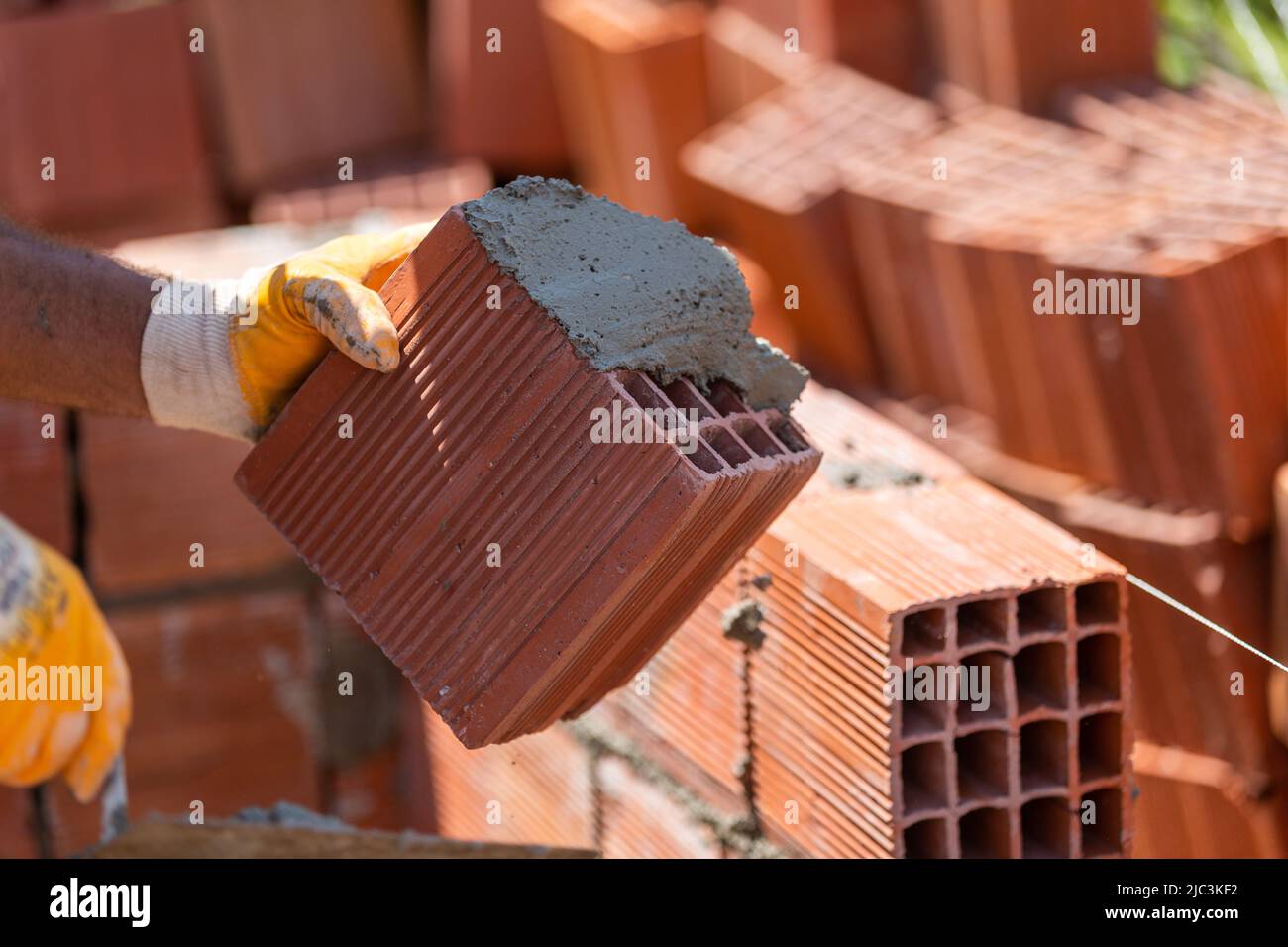 Masters who make concrete mortar and masonry in construction in Turkey ...