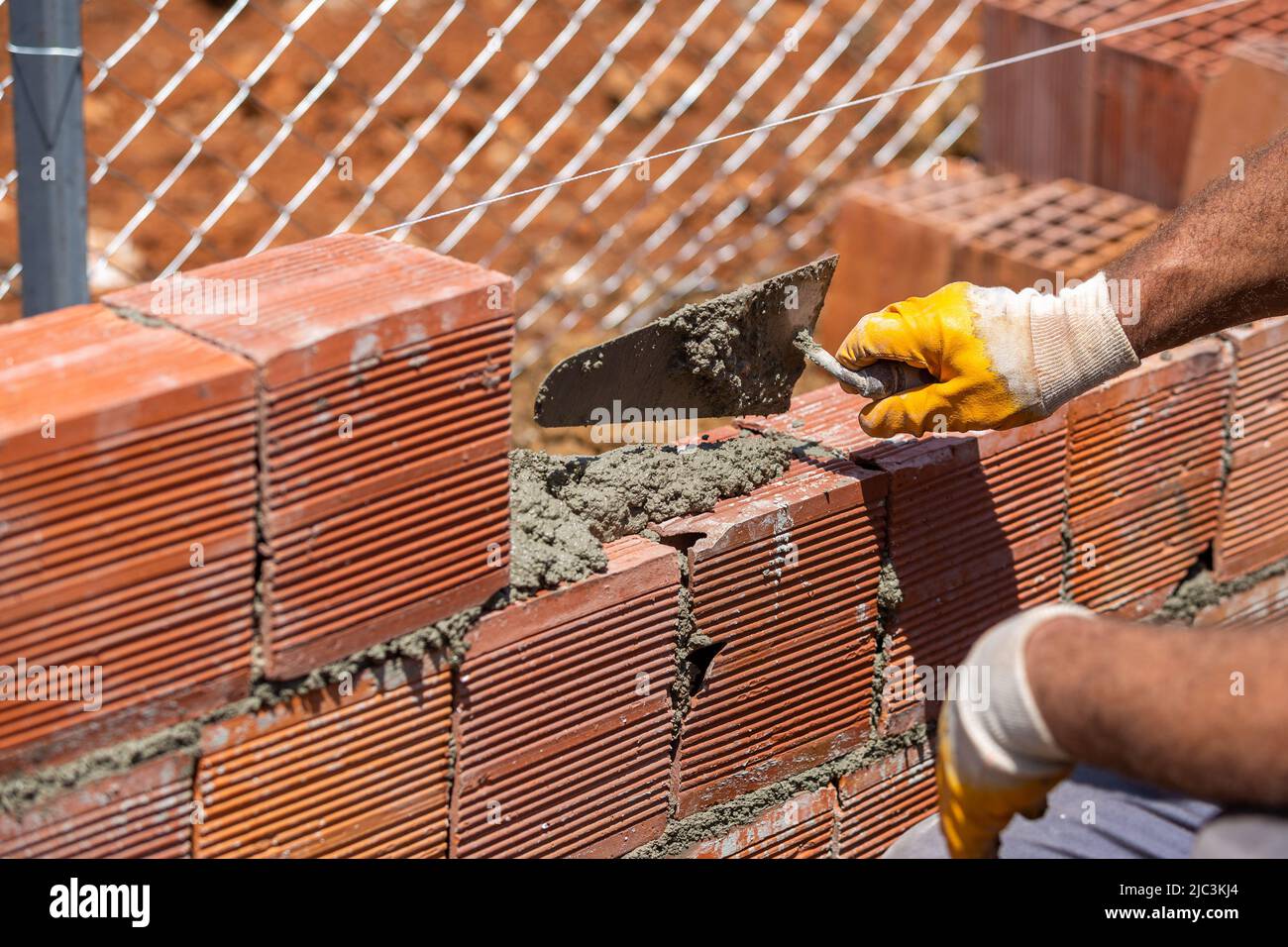 Masters who make concrete mortar and masonry in construction in Turkey ...