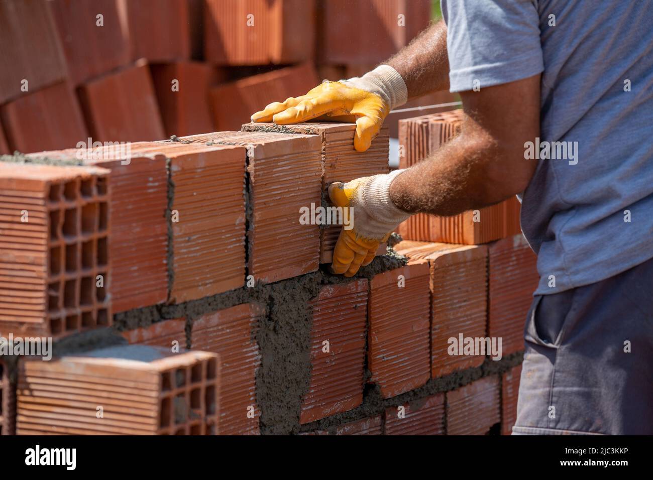Masters who make concrete mortar and masonry in construction in Turkey ...