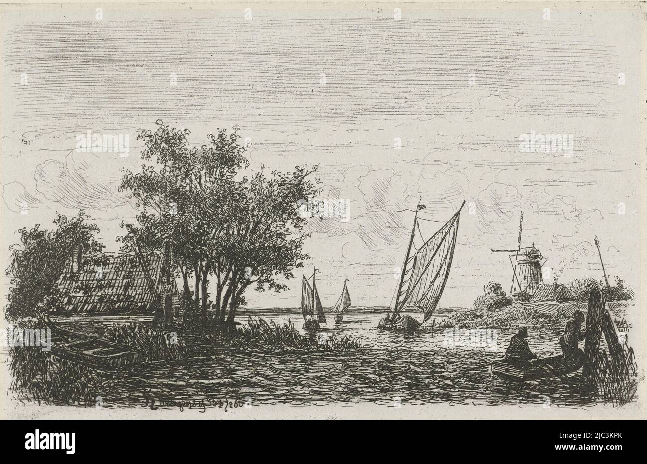 Boats on a Lake, print maker: Joseph Hartogensis, (mentioned on object ...