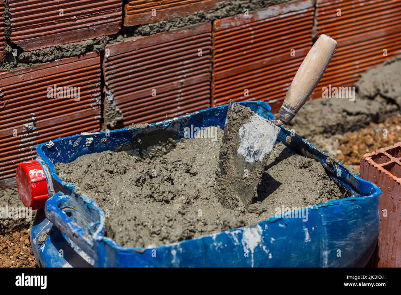 Masters who make concrete mortar and masonry in construction in Turkey ...