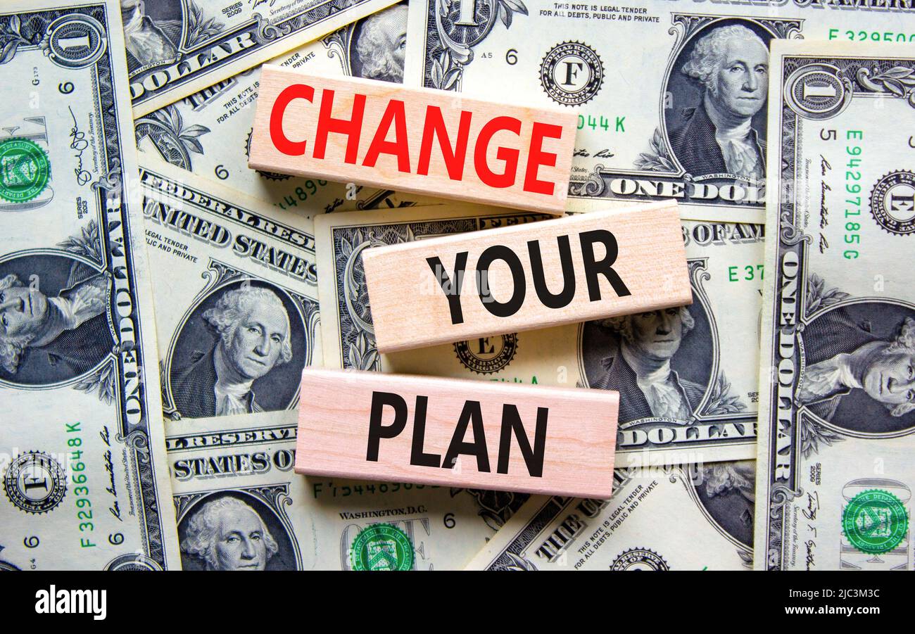 Change your plan symbol. Concept words Change your plan on wooden ...