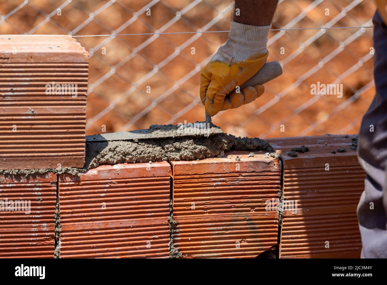 Masters who make concrete mortar and masonry in construction in Turkey ...