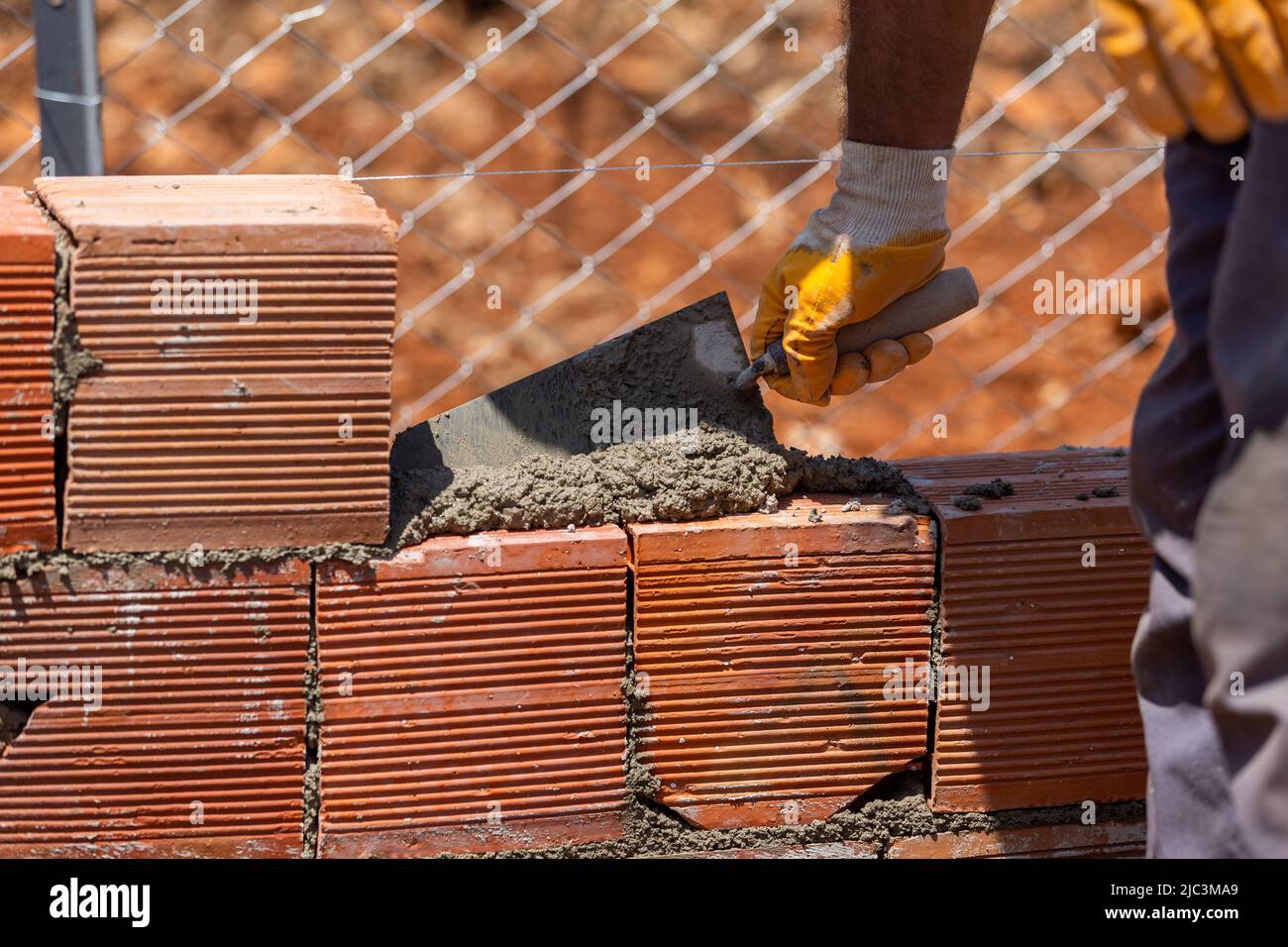 Masters who make concrete mortar and masonry in construction in Turkey ...