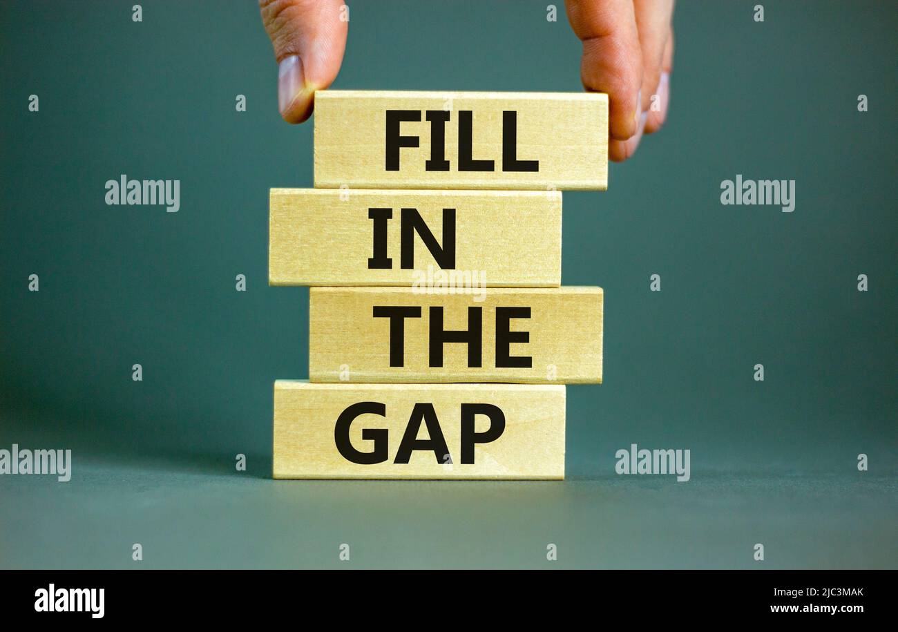Fill in the gap symbol. Concept words Fill in the gap on wooden blocks ...