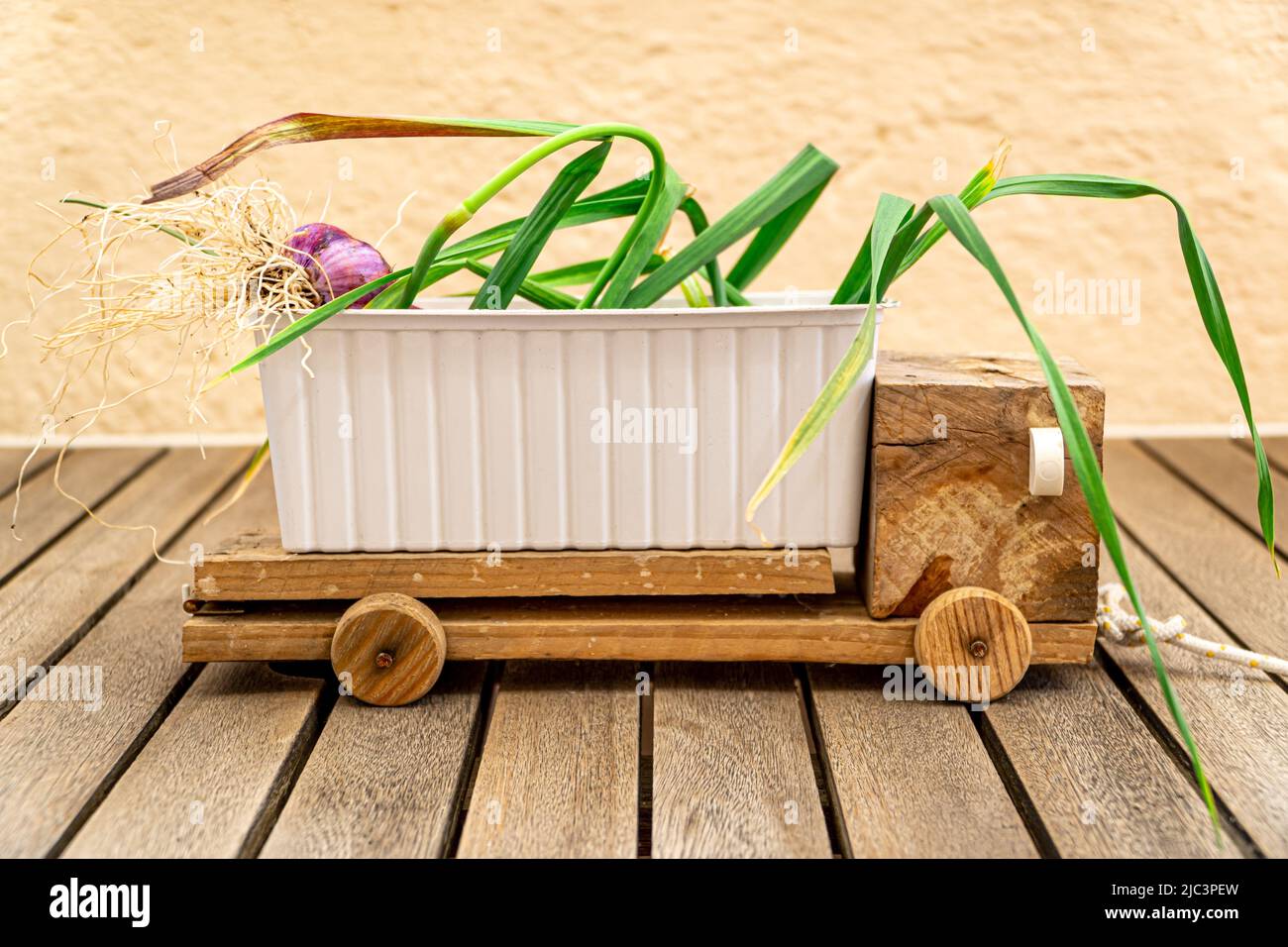 toy truck made from recycled materials transporting freshly picked ...