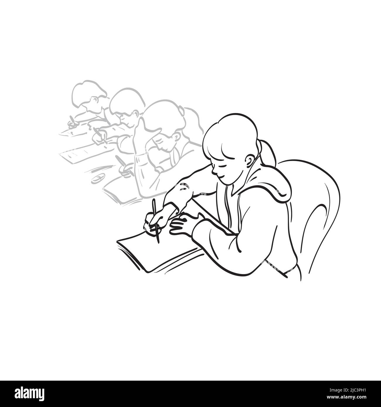 Writing at desk classroom Stock Vector Images - Alamy