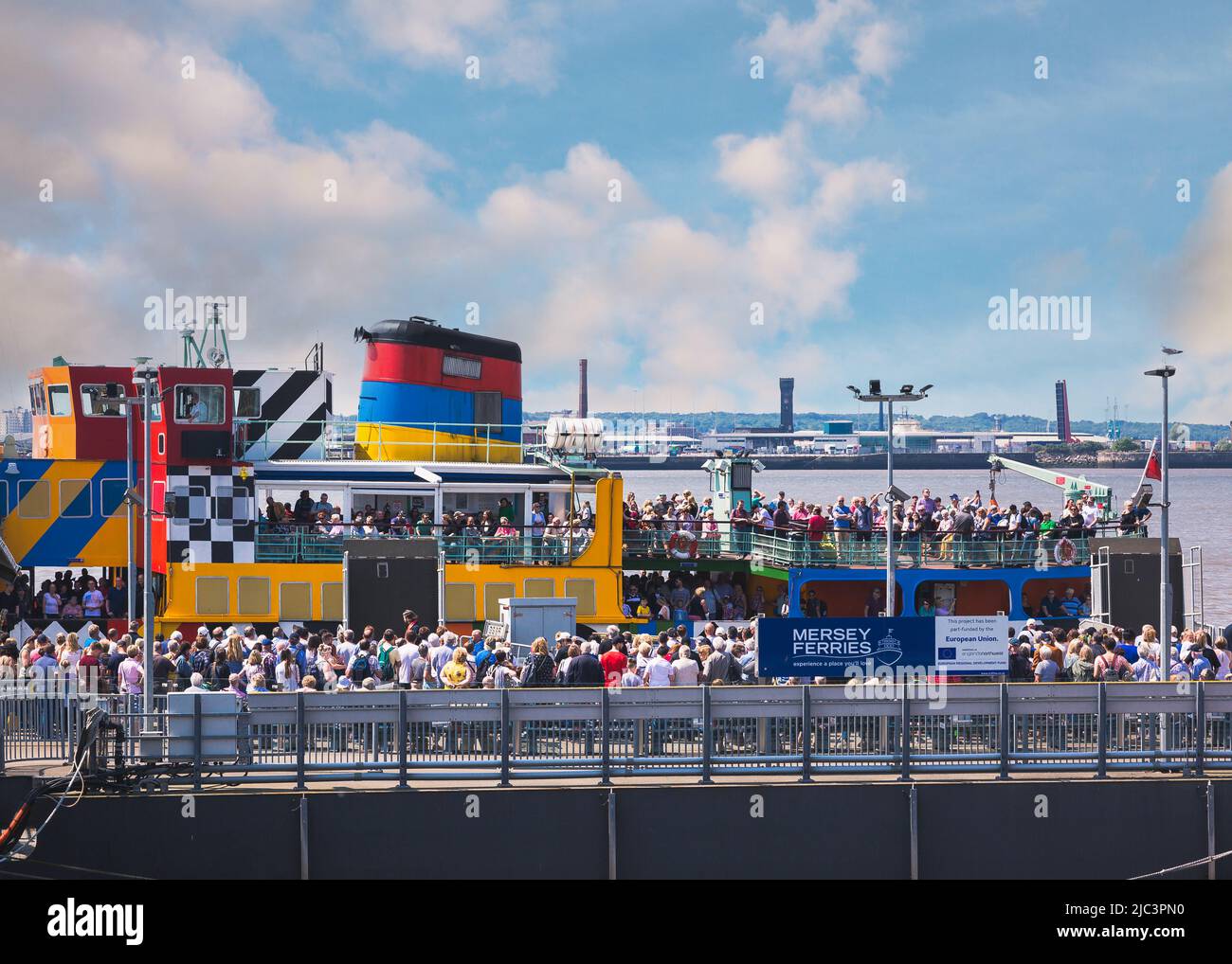 Crowded ferry ready to cross the River Mersey in Liverpool Stock Photo ...