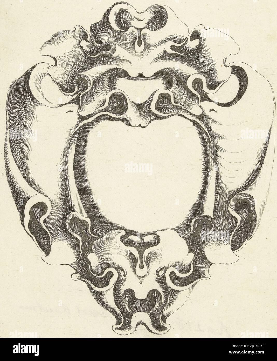Wings folded on both sides, Cartouche with one large and one small ...