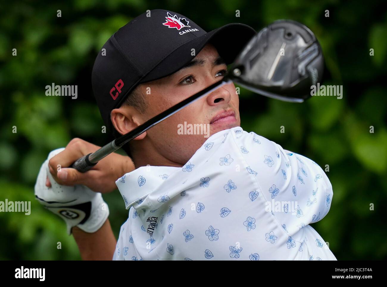 Toronto, Canada. 09th June, 2022. Canadian A.J. Ewart hits his tee shot ...