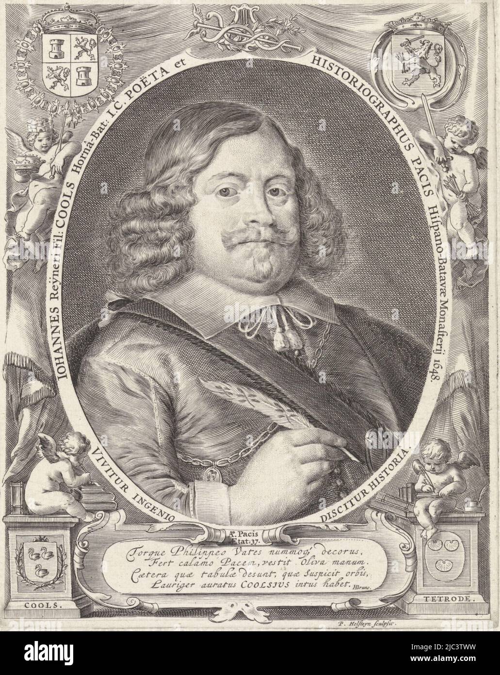 Bust to the right of Joannes Cools at age 37 in an oval with marginal ...