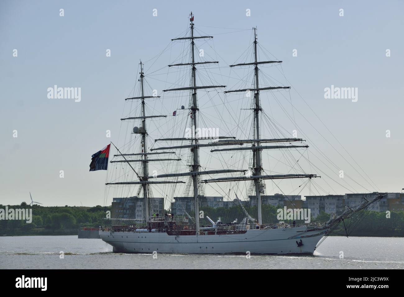 Royal Navy of Oman sail training ship Shabab Oman II heading up the ...