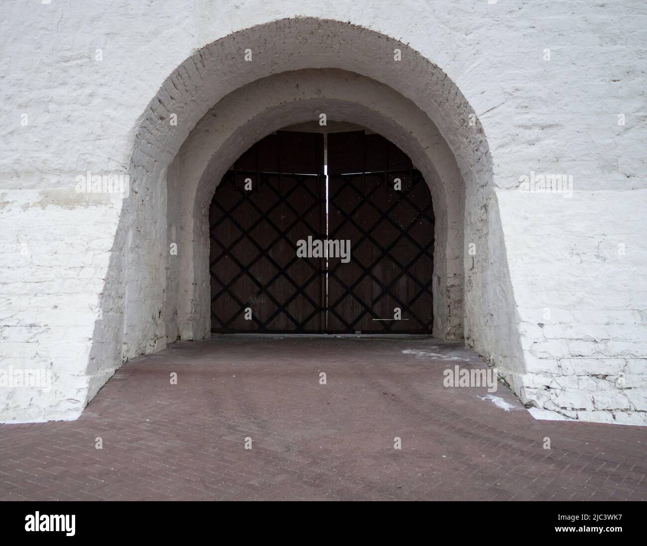 The old gate to the fortress. An ancient building. Kazan Kremlin. White ...