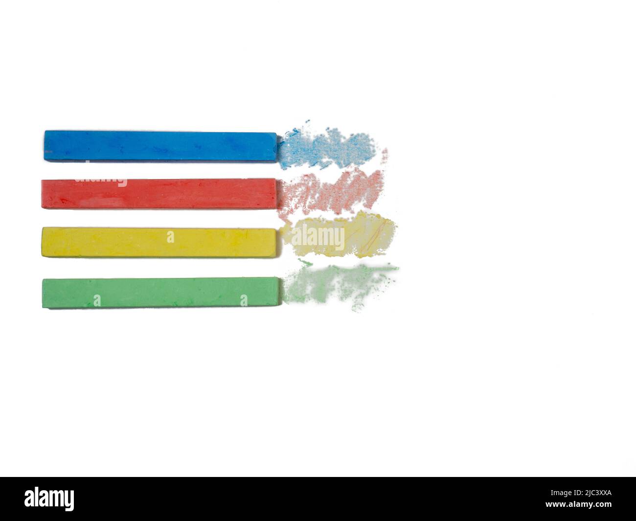 Colored crayons on a white background. Drawing with chalk Stock Photo ...