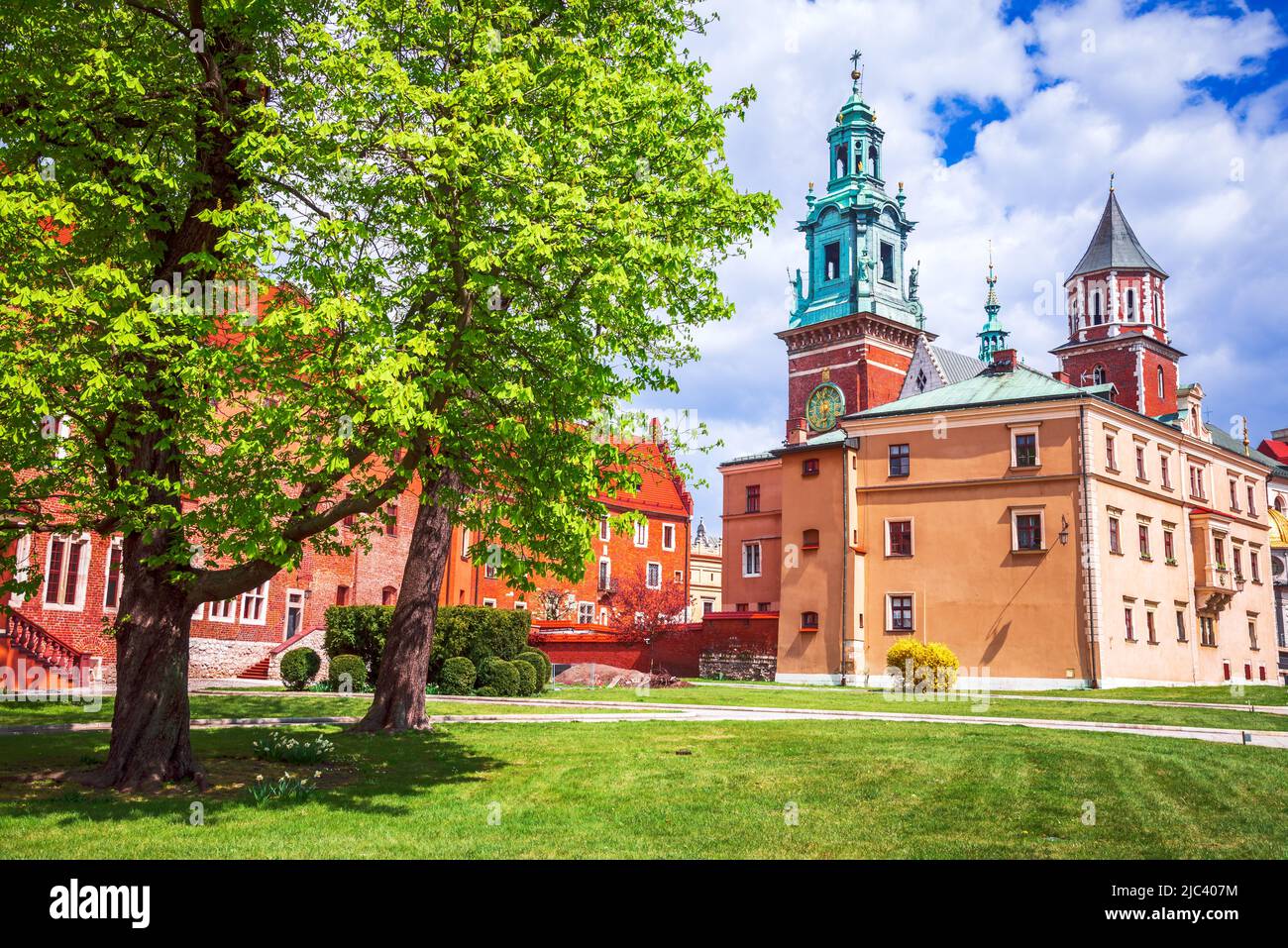 Krakow, Poland. The Cathedral spring landscape, Wawel Hill, travel ...