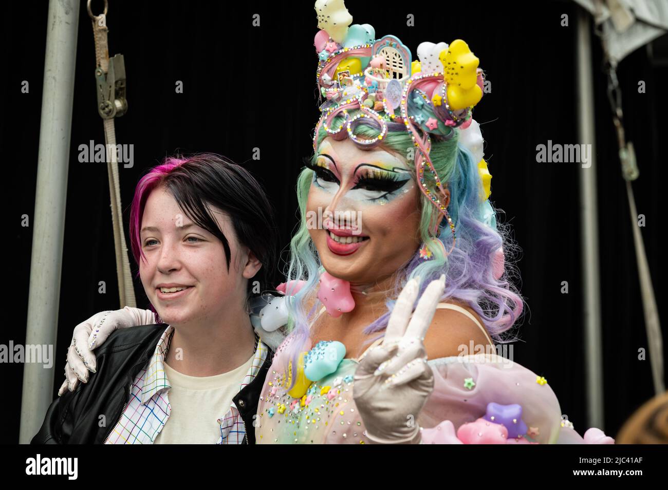 Photo of emcee Rock M. Sakura at Sonoma County Pride. Sakura was a ...