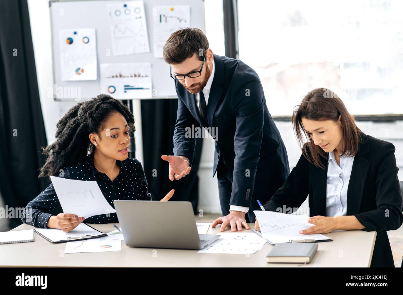 Collaboration, brainstorm, teamwork concept. Group of a business people of a different ...