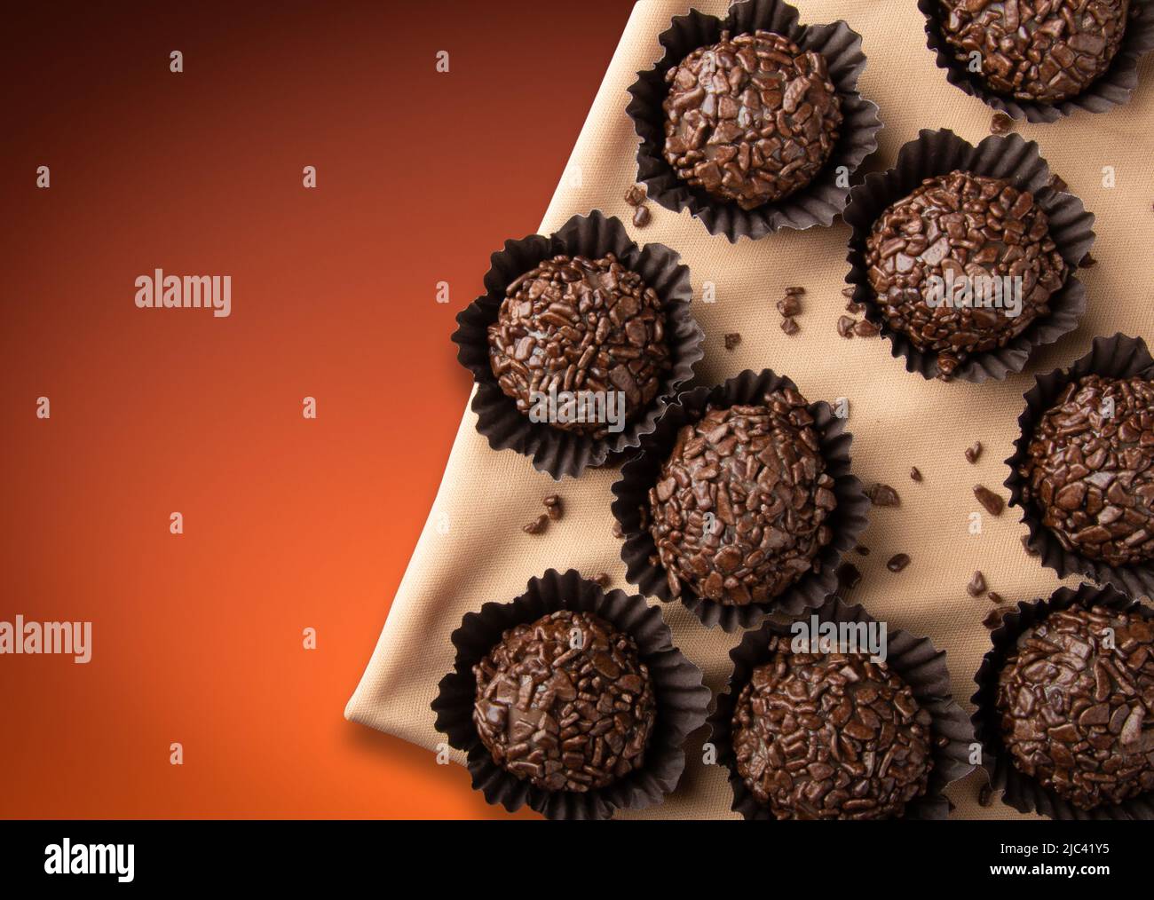 Brazilian traditional sweet brigadeiro. Top view. space copy Stock ...