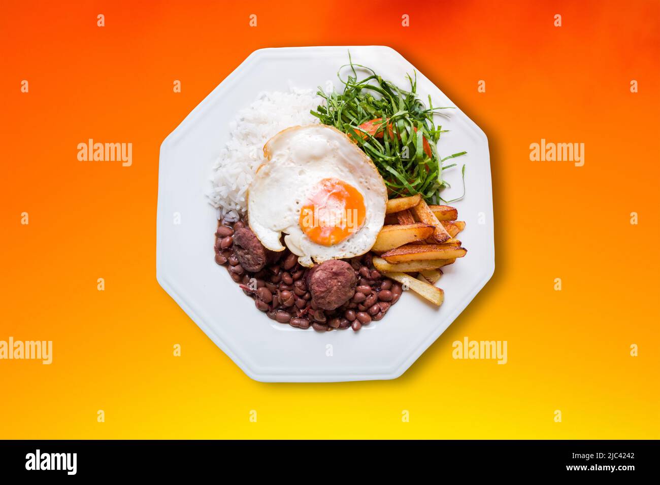 Traditional Brazilian dish. Beans and rice. Top view Stock Photo - Alamy