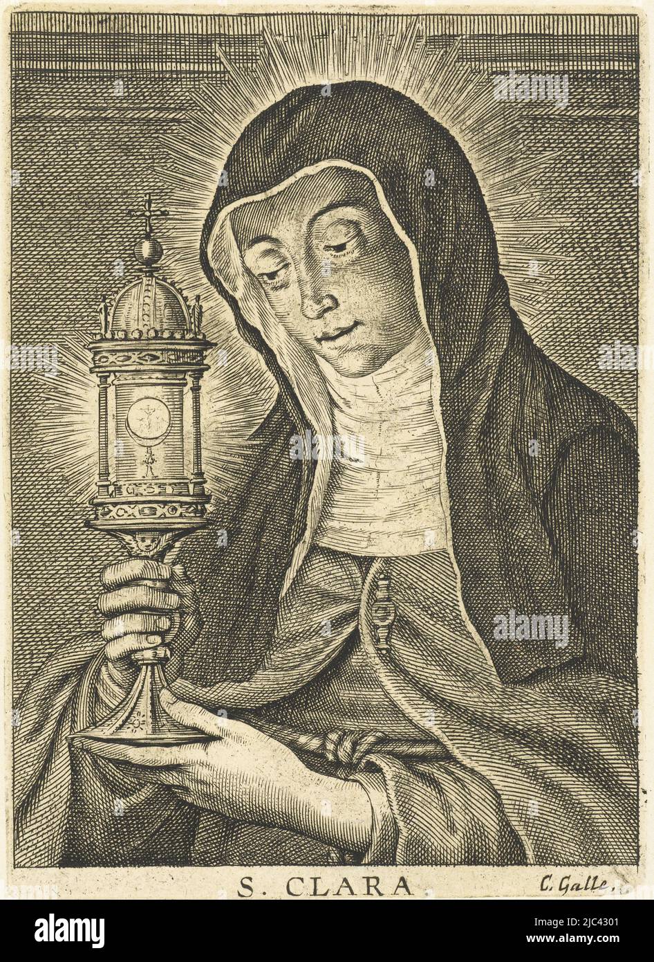 Saint Clara with monstrance S. Clara (title on object), print maker ...