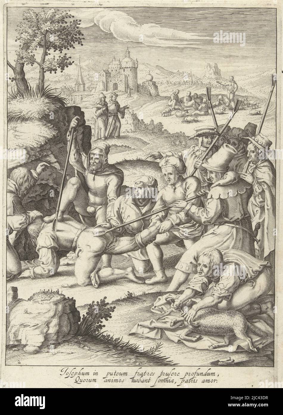 Joseph is thrown into the pit by his brothers. One of them stains ...