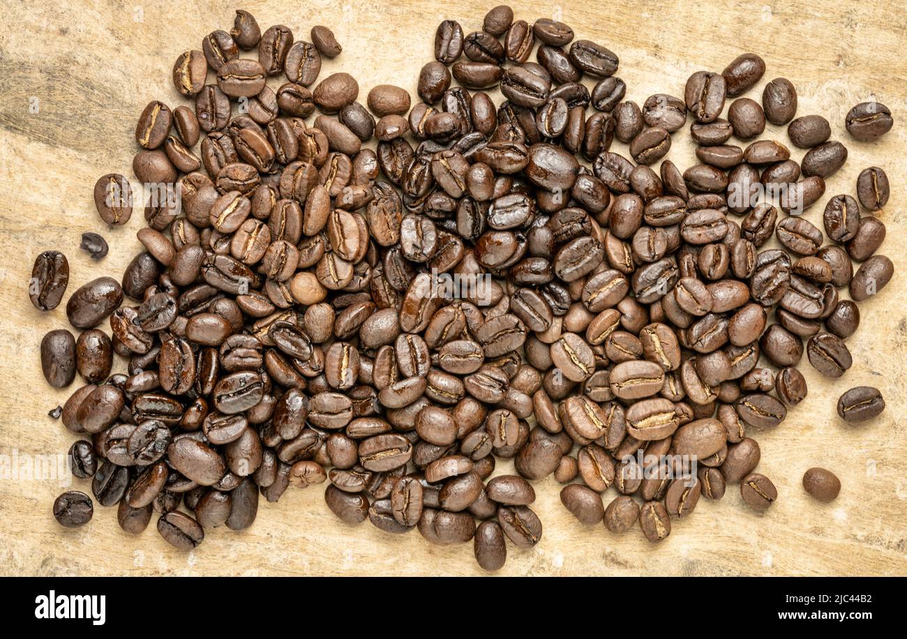 sampler of coffee beans from different parts of the world - overhead ...