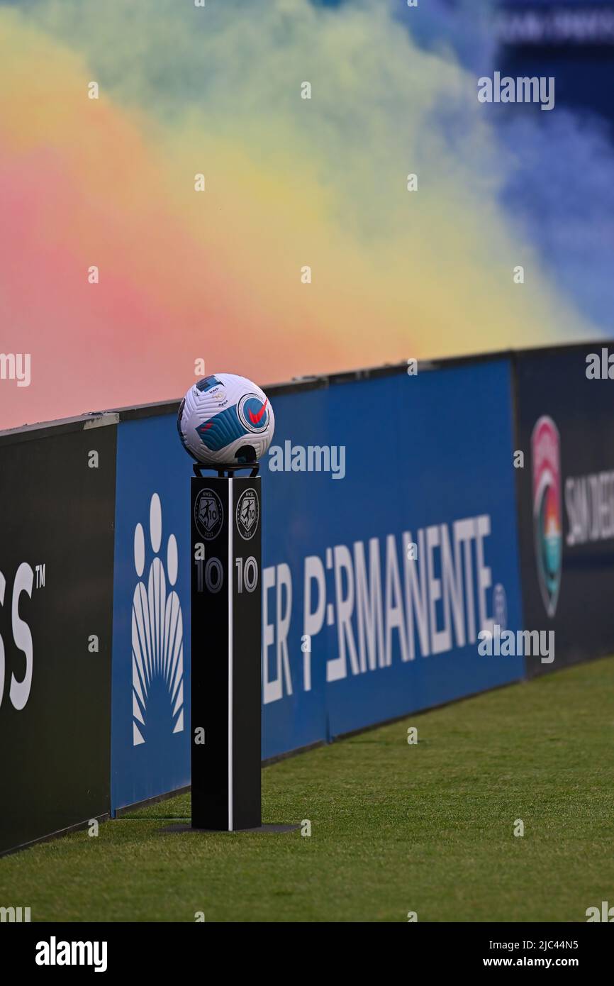San Diego, California, USA. 08th June, 2022. A ball on the sideline as ...