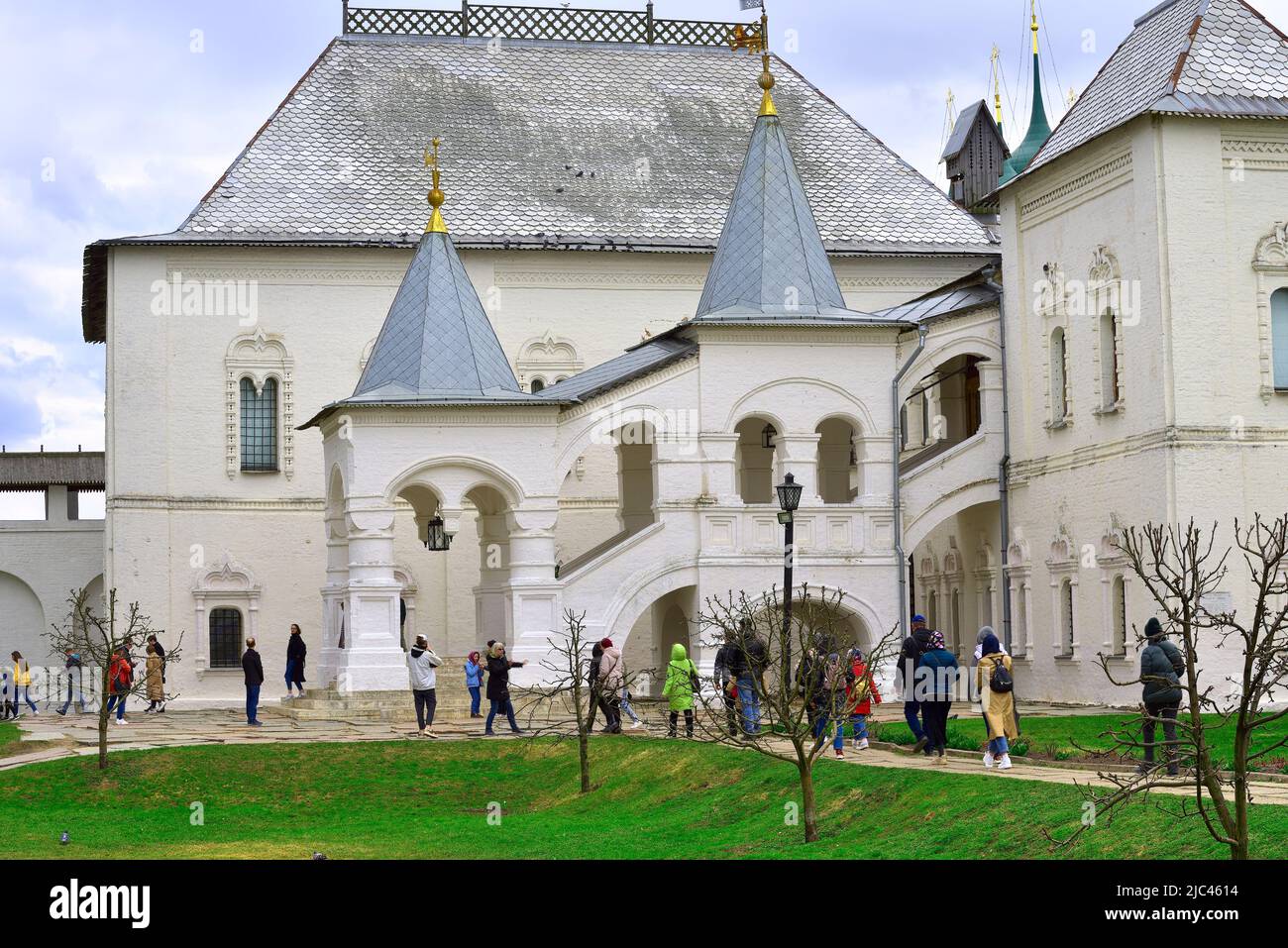 Rostov, Yaroslavl region, Russia, 05.04.2022. The white-stone Rostov ...