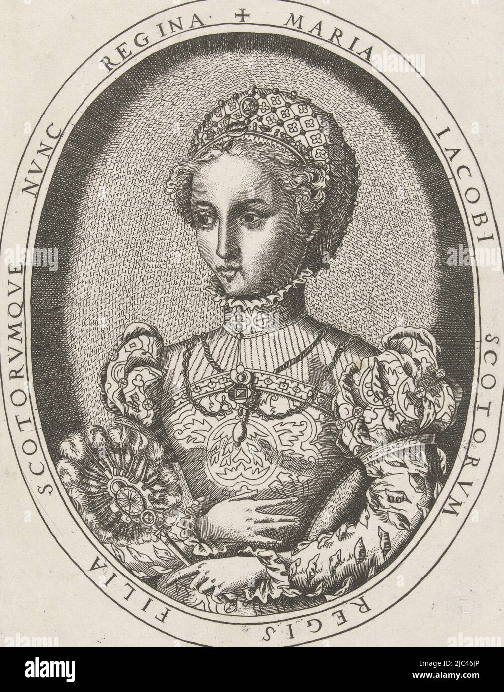 Portrait at half-length to left of Mary I Stuart, Queen of Scotland in ...