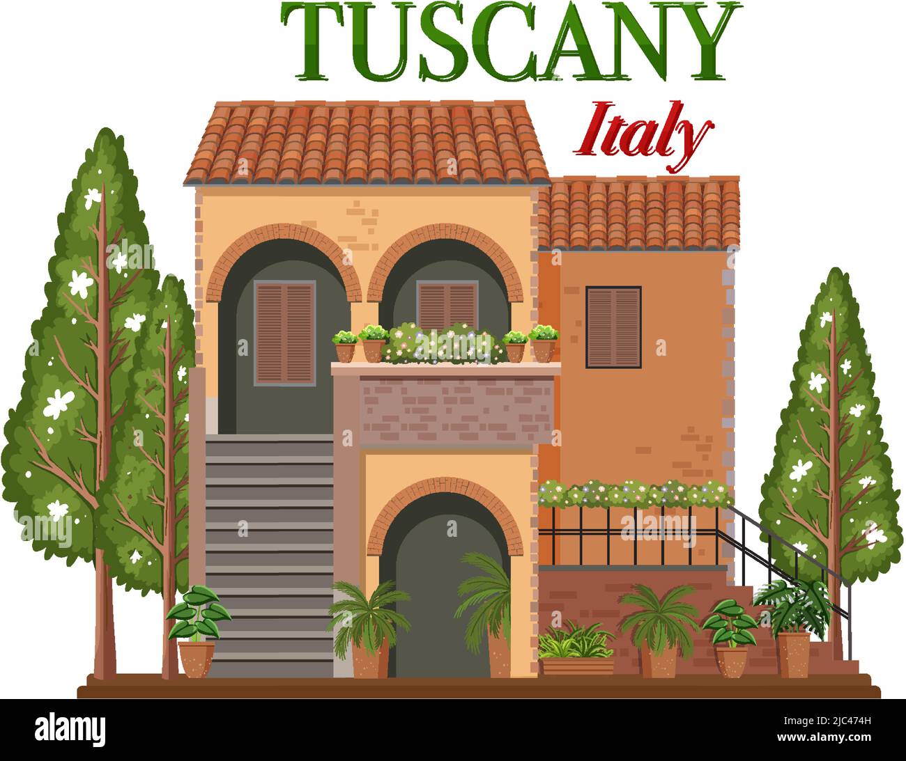 Tuscany Italy Landmark Logo Banner illustration Stock Vector Image ...