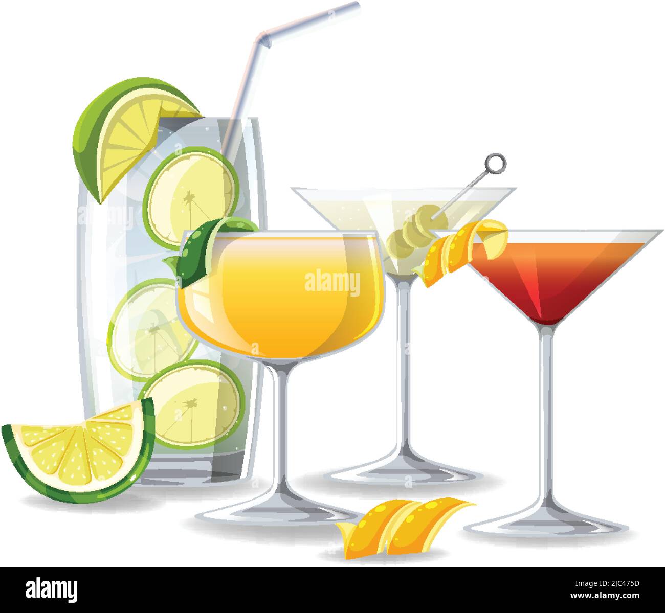 Cocktail in the glass on white background illustration Stock Vector ...
