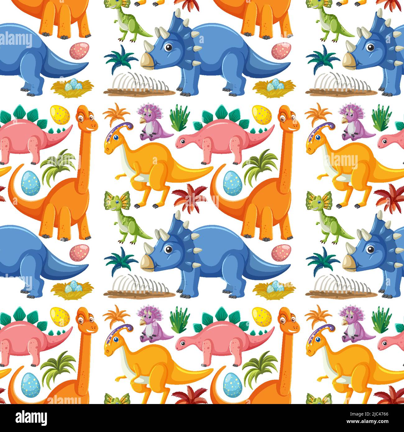 Cute dinosaur seamless pattern illustration Stock Vector Image & Art ...