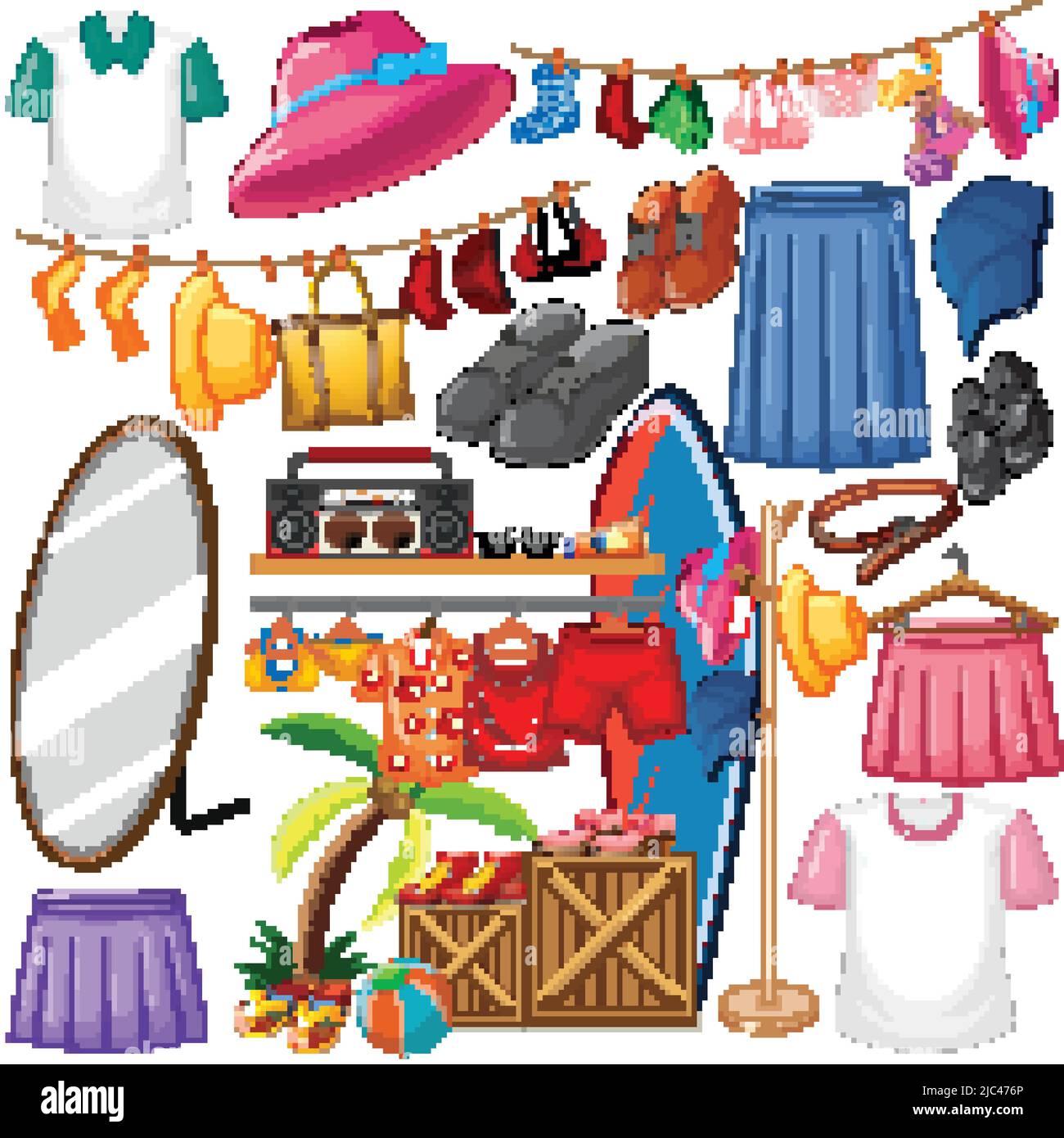 A set of different cloth on white background illustration Stock Vector ...