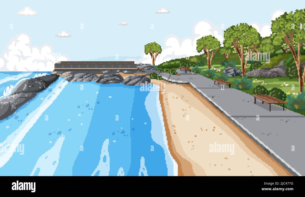 Beach coastal environment background illustration Stock Vector Image ...