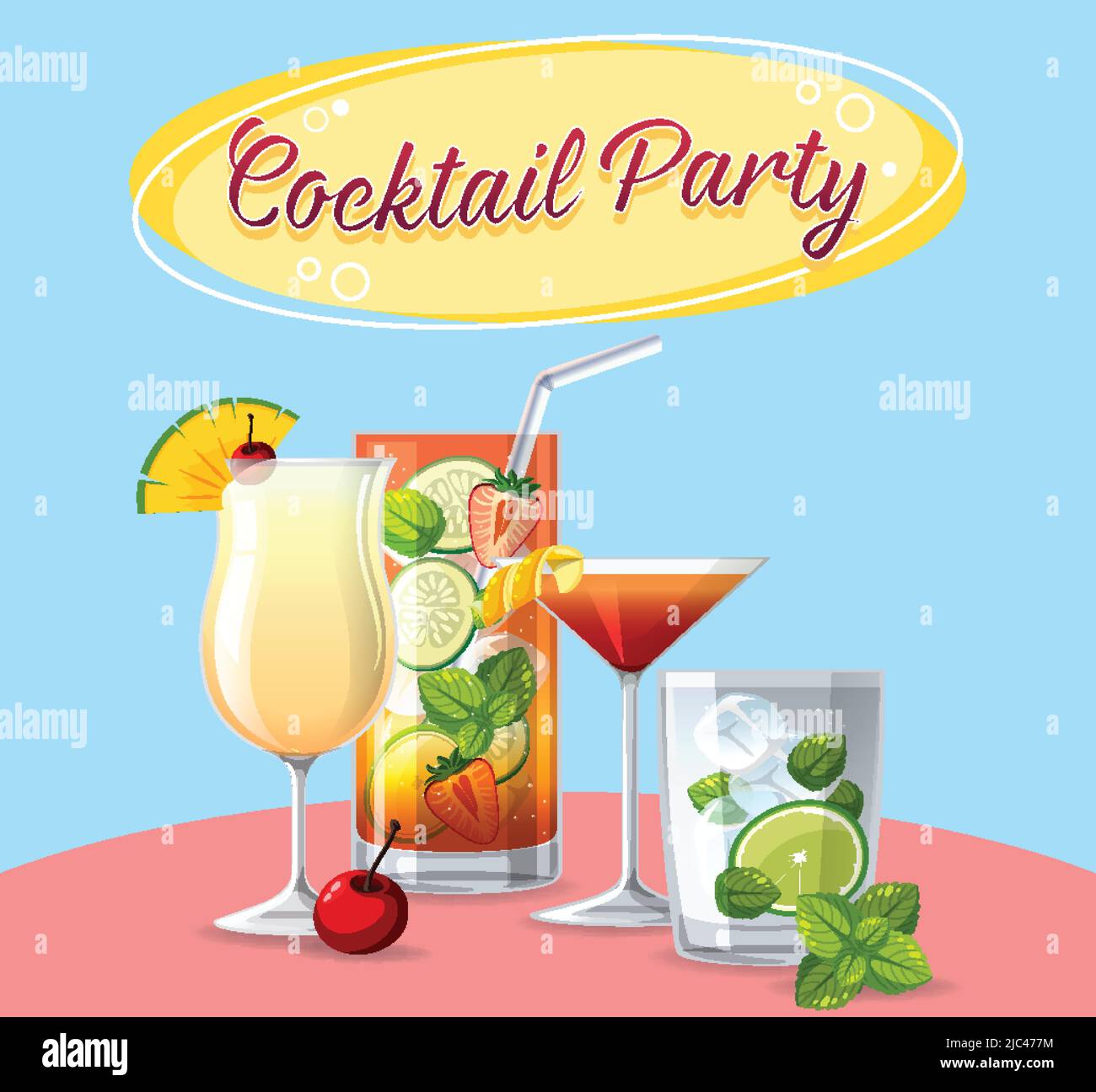 A cocktail party with comic background illustration Stock Vector Image ...