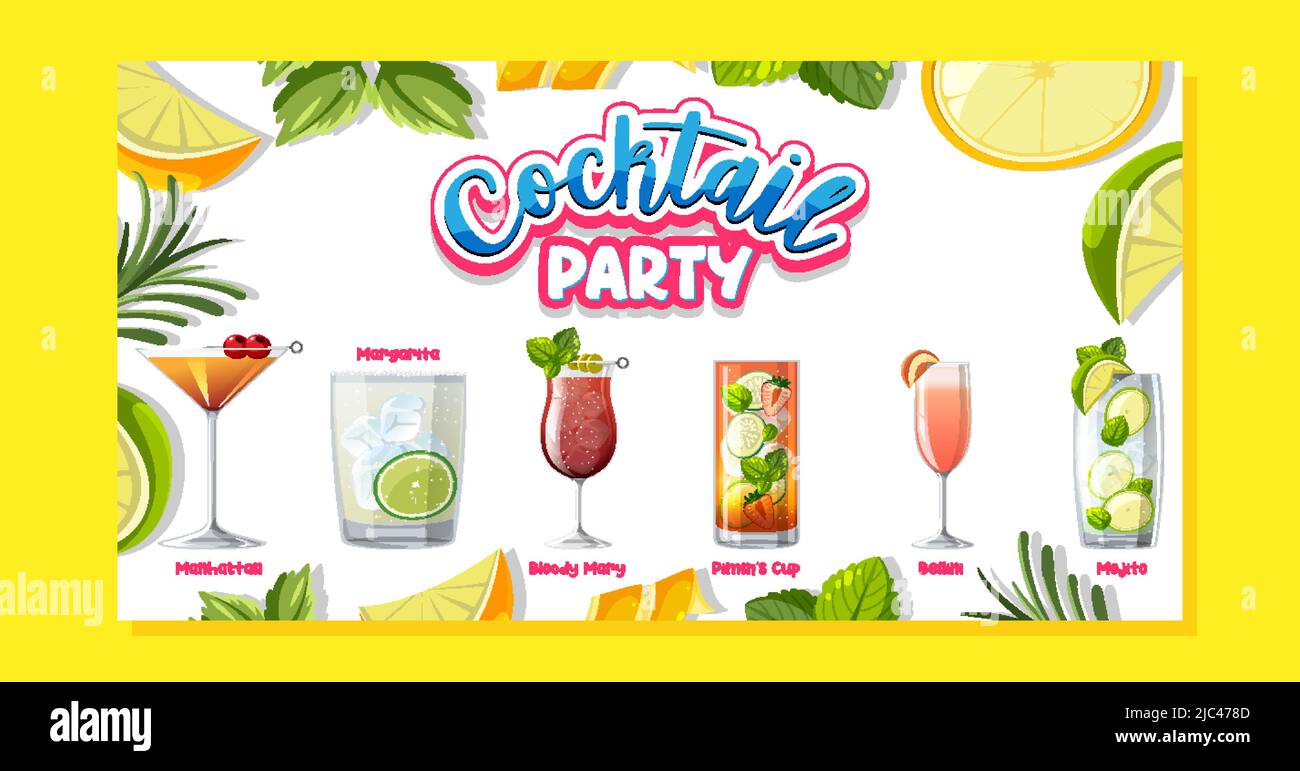 Cocktail party menu banner illustration Stock Vector Image & Art - Alamy