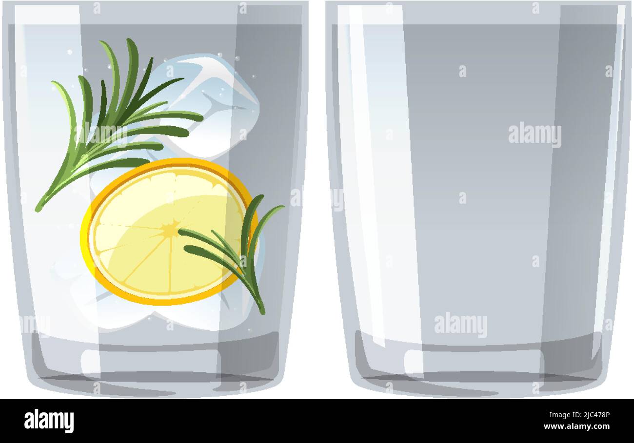 Gin and Tonic cocktail in the glass illustration Stock Vector Image ...