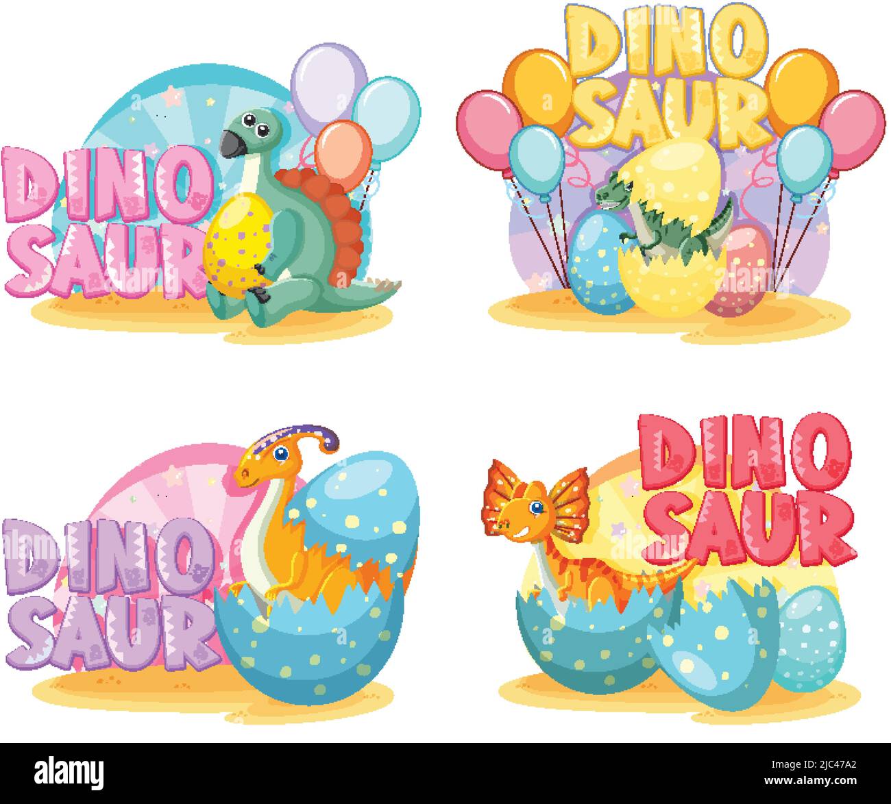 Cute dinosaur themed party illustration Stock Vector Image & Art - Alamy